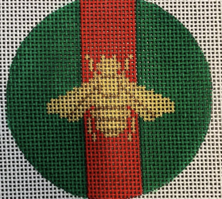 Gucci-inspired Gold Bee 3" Round Insert | Augusta Needlepoint